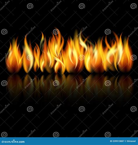 Fire Flames On Black Background An Illustration Of A Stylized Fire