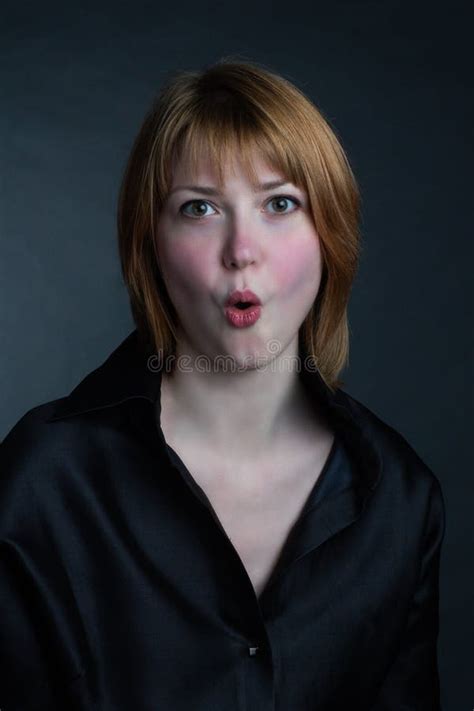 Portrait Of Redheaded Girl Going Crazy Making A Duck Face Stock Image