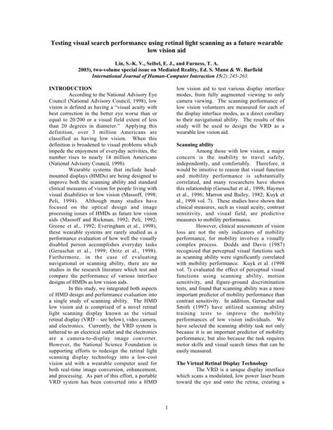Pdf Testing Visual Search Performance Using Retinal Light Scanning