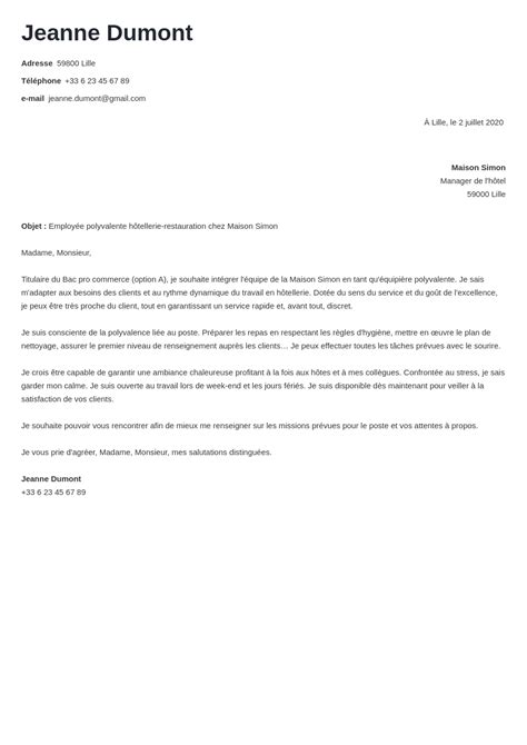 Lettre Professionnel Exemple