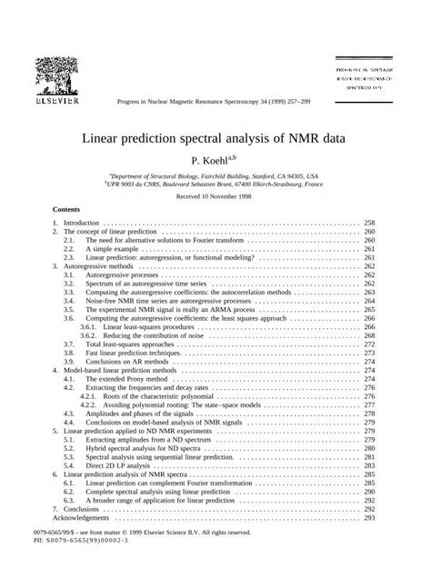 Pdf Linear Prediction Spectral Analysis Of Nmr Data · Linear Prediction Spectral Analysis Of