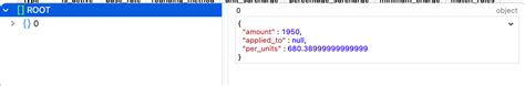 quick look editor on a json column showing different values for float