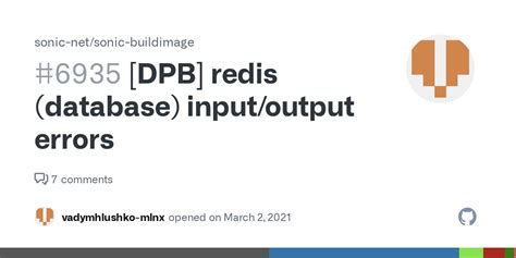 Dpb Redis Database Inputoutput Errors · Issue 6935 · Sonic Net