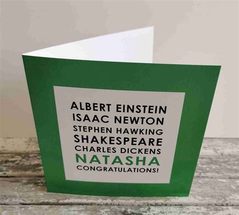 Personalised Famous Genius People Congratulations Card Gcses A Levels Degree Exams Numonday