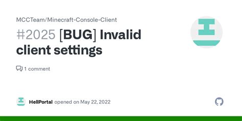 BUG Invalid Client Settings Issue MCCTeam Minecraft Console