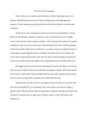 CSCI 109 Cloud Computing Docx CSCI 109 Cloud Computing Todays Tech Savvy Consumers Expect