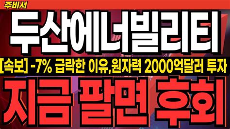 두산에너빌리티 주가전망 속보 7 급락에 기회를 잡아야 하는 이유 원자력 2000억달러 대미투자펀드조성 15만원 갑니다필수시청 두산에너빌리티분석