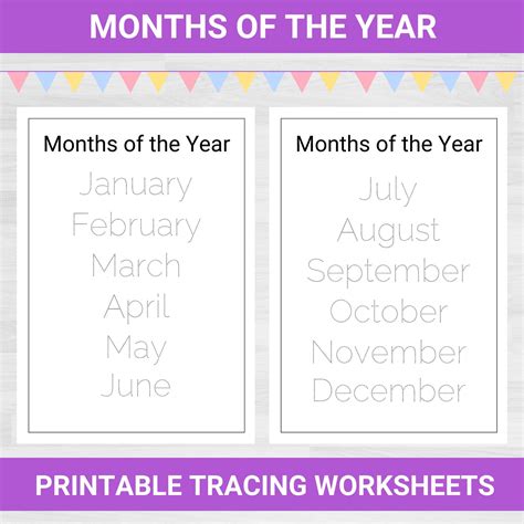 Months Of The Year Worksheets Printable