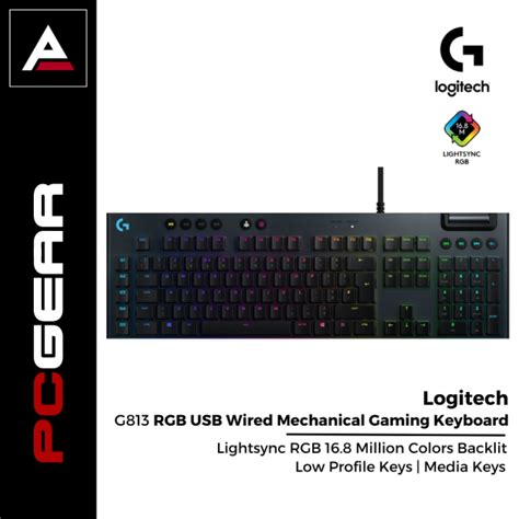 Logitech G813 Lightsync Usb Wired Gaming Keyboard Pcgear