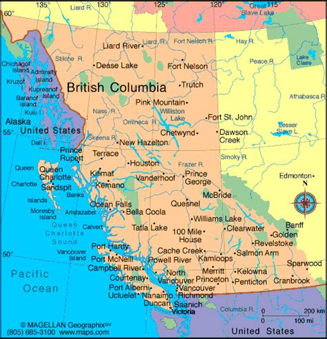 Map Of British Columbia Canada Bc Regional Boundaries British