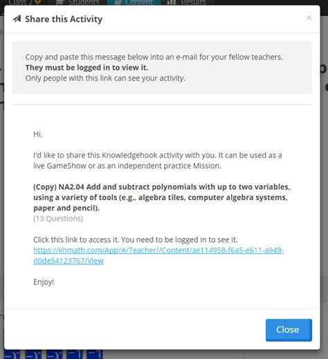 how to share custom activities knowledgehook