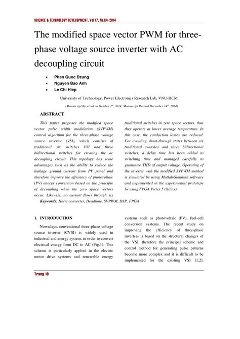 Pdf The Modified Space Vector Pwm For Three Phase Voltage Source