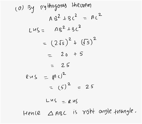 [solved] show that triangle abc is right angled using b a pythagoras