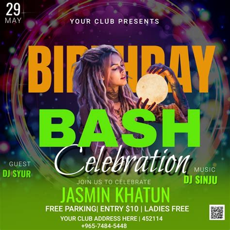 Plantilla De Birthday Bash Night Party Postermywall