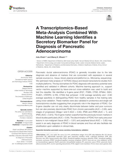 Pdf A Transcriptomics Based Meta Analysis Combined With Machine Learning Identifies A