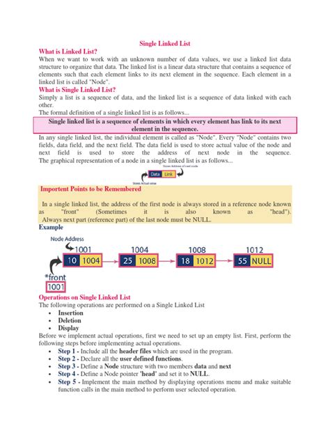single linked list pdf data management computer programming
