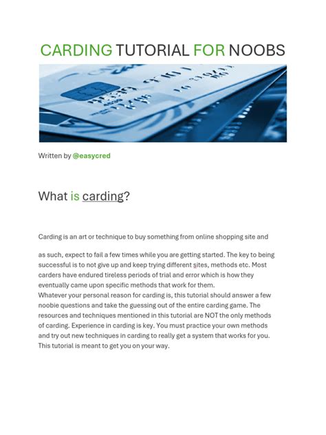 Carding Tutorial For Beginners Pdf Cookie Visa Inc