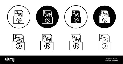 multimedia files icon vector logo set collection for web app ui stock