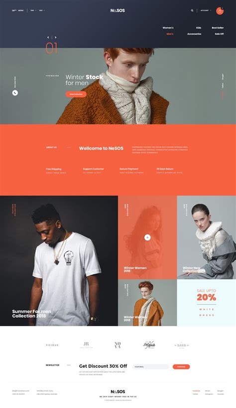 NeSos Multipurpose Ecommerce PSD Template Psd Templates Blog Layout Ecommerce