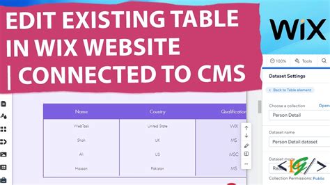 How To Edit Existing Table In Wix Website Tables Connected To Cms