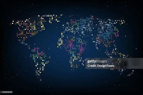 Dotted World Map Abstract Computer Graphic World Map Of Colorful Round Dots Vector Illustration