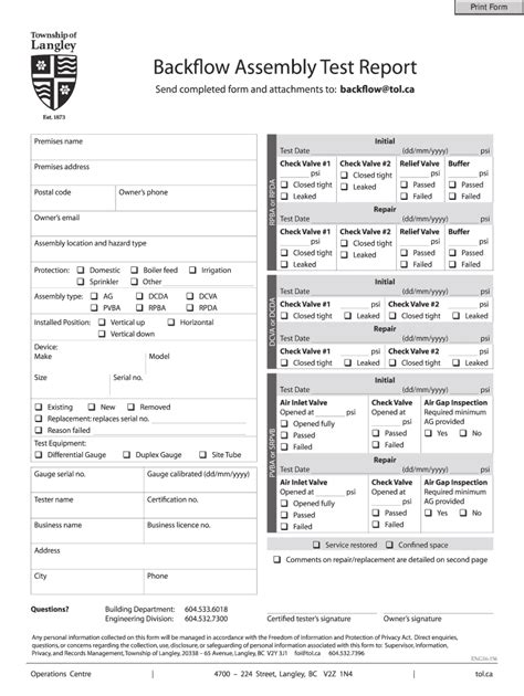 Canada Backflow Assembly Test Report Form Fill Online Printable Fillable Blank PdfFiller