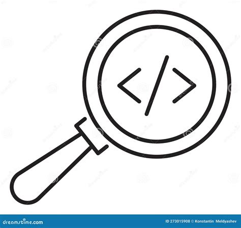 Information Technology Magnifying Glass Code Vector Icon Illustration Stock Vector