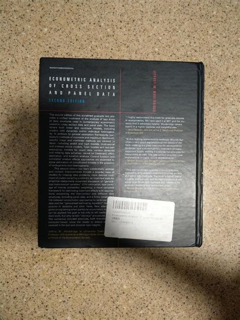 Econometric Analysis Of Cross Section And Panel Data Books And Stationery Textbooks Tertiary On