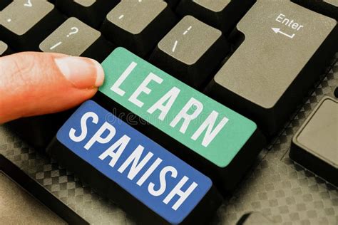 Hand Writing Sign Learn Spanish Business Concept To Train Writing And