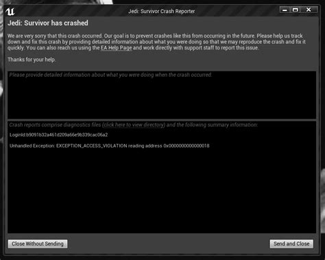 jedi survivor crashing at startup the game crashes right after the