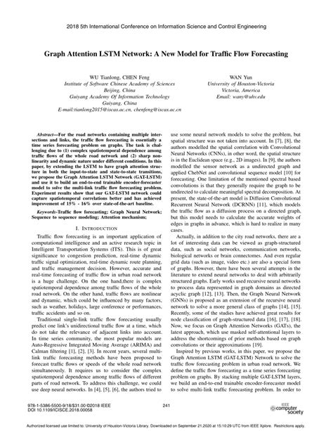 Pdf Graph Attention Lstm Network A New Model For Traffic Flow Forecasting