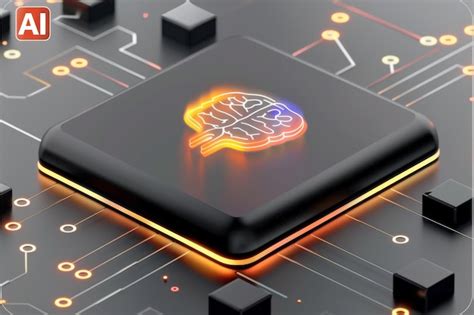 Glowing Ai Microchip In A Digital Matrix Symbolizing Advanced