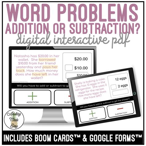 Functional Word Problems Add Or Subtract Digital Activity