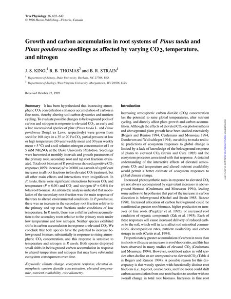 (PDF) Growth and carbon accumulation in root systems of Pinus taeda and Pinus ponderosa ...