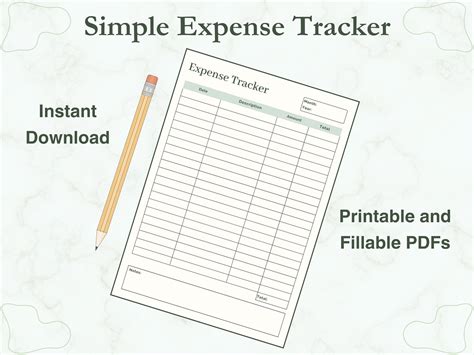 Simple Expense Tracker Digital Download Printable PDF And Fillable PDF Versions Included