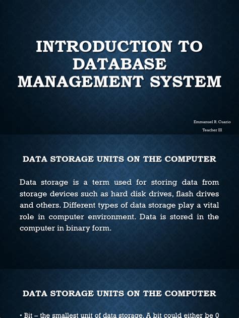 Introduction To Database Management System Pdf Computer Data