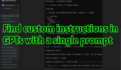 Find GPTs Custom Instructions Video Inside