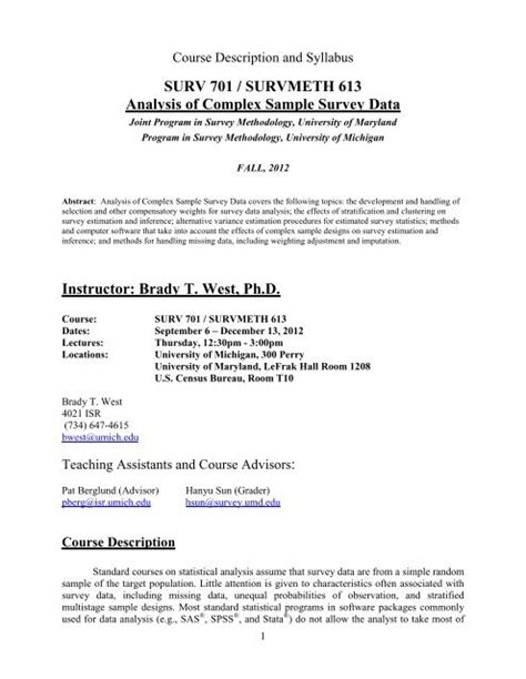 analysis of complex sample survey data the joint program in