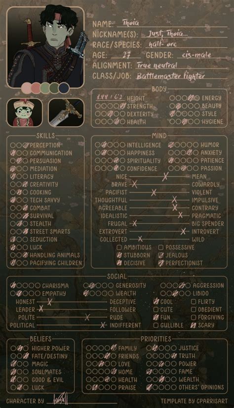 I Did The Character Sheet Template From Cparrisart Over On Twitter That