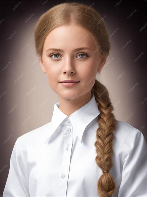 Premium Ai Image Portrait Beautiful Dutch Girl Wearing White Work Shirt