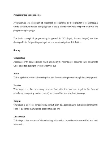 Programming Basic Concepts Programming Basic Concepts Programming Is A Collection Of Sequences