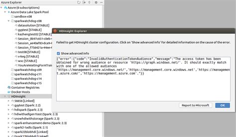 Intellij Linux Error Message Pops Up When Refresh Hdinsight · Issue 2675 · Microsoftazure