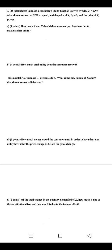 Solved 3 24 Total Points Suppose A Consumers Utility