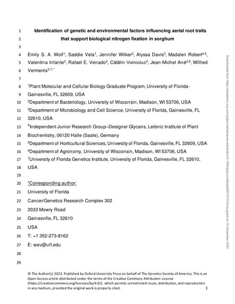 Pdf Identification Of Genetic And Environmental Factors Influencing Aerial Root Traits That