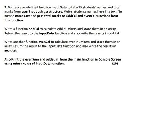 Solved Write A User Defined Function Inputdata To Take 15