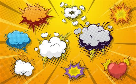 Premium Vector Comic Bubble Dynamic Elements Set