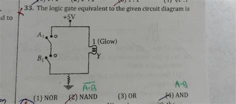 The Logic Gate Equivalent To The Given Circuit Diagram Is 1 Nor 2 Nan