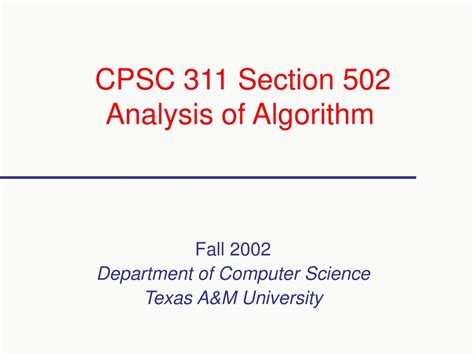 cpsc 311 section 502 analysis of algorithm ppt download