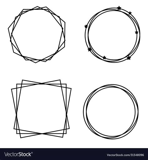 Decorative Frame Borders Geometric Simple Shapes Vector Image