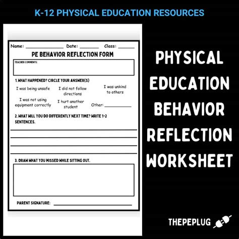 Pe Behavior Reflection Form Printable Student Accountability Sheet